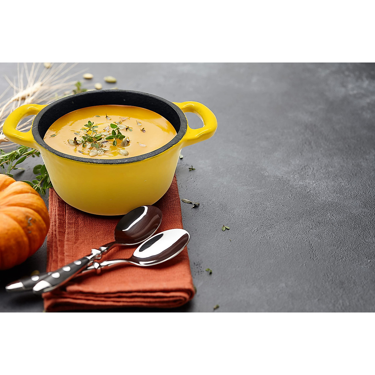 RJ Legend 8.5 oz. Mini Cocotte with Lid, Set of 3 Small Dutch Oven for Baking, Enameled Cast Iron Ramekin, 0.25 Quart, Orange/White/Yellow, 3 Piece