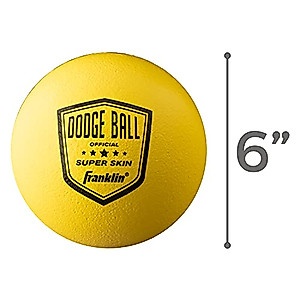 Franklin Sports Dodgeball Ball Set – Superskin-Coated Foam Balls for Playground Games – Small Dodgeballs for Gymnasium Games – Easy-Grip Foam Balls – Won’t Shred or Tear for Hours of Fun (pack of 6)