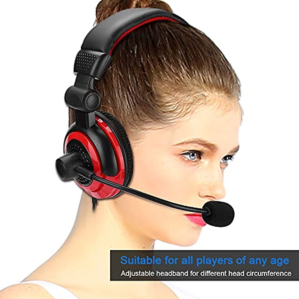 3.5mm Gaming Headset for PS4 for XBOXone, Jacket Earphone Adjustable Headband 360° PU Leather Stereo Headphone with Mic