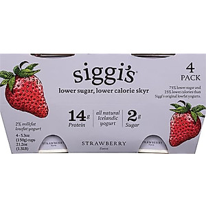 Siggi's, Lower Sugar Strawberry Yogurt 4 Count, 5.3 Ounce