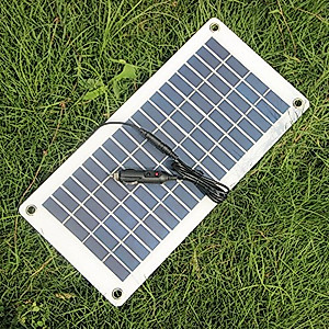 NUZAMAS 12V 8.5W Portable Solar Panel Semi-Flexible with Alligator Clips and USB Output for Car Battery Phone Charging Maintenance Outdoor Camping Fishing Boat RV
