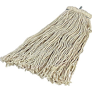 SPARTA Flo-Pac Mop Head Cut-End, Screw Top with White Band for Organized Cleaning, 18 Inches, White