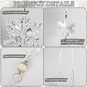 18pcs Crystal Christmas Ornaments for Christmas Tree Decorations-Hanging Acrylic Snowflake and Icicle Ornaments with Drop Pendants for Christmas Tree New Year Party Decorations Supplies