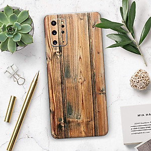 DesignSkinz Vertical Raw Aged Wood Planks Protective Vinyl Decal Wrap Skin Cover Compatible with The Samsung Galaxy S20 (Screen Trim & Back Glass Skin)