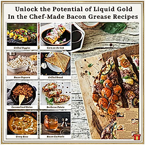 Bacon Grease Container with Strainer - 46OZ Large Capacity, With Silicone Wooden Spatula, Enamel Bacon Grease Keeper for Bacon Drippings, Farmhouse Red Kitchen Decor and Accessories, Dishwasher Safe