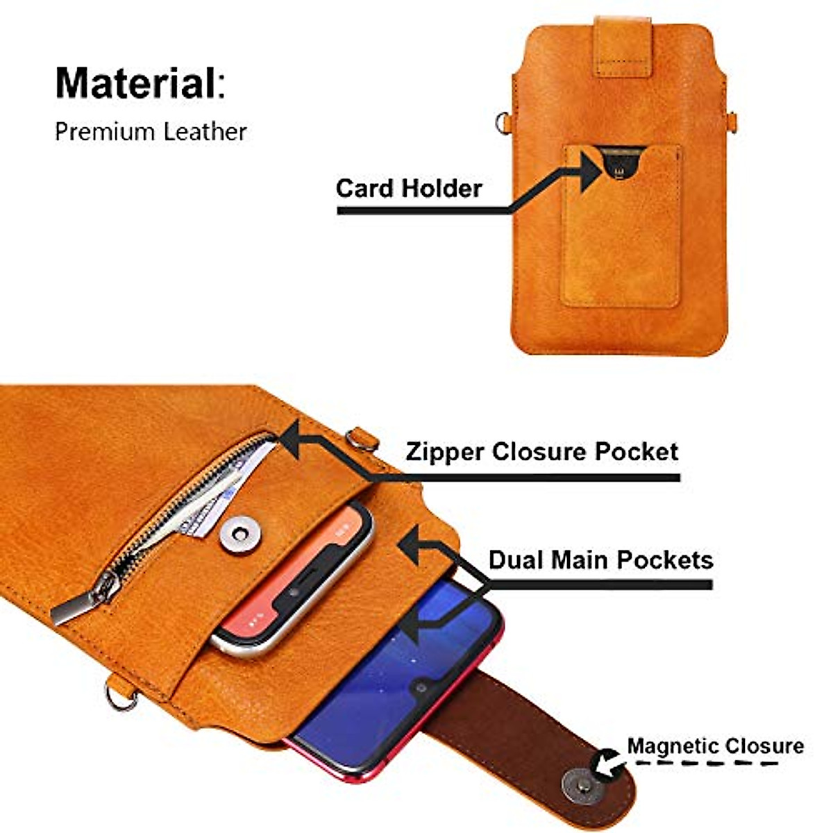 Crossbody Cell Phone Purse Credit Card Holder Wallet，Women PU Leather Multicolor Handbag with Adjustable Strap