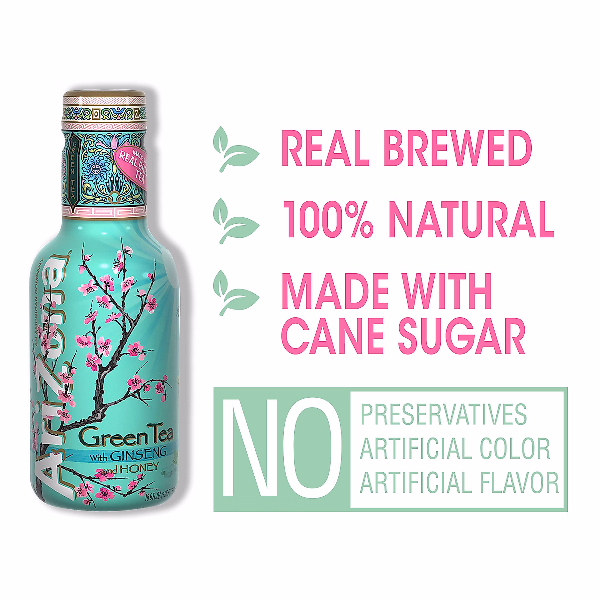 AriZona Green Tea, 16.9 Fl Oz (Pack Of 20)