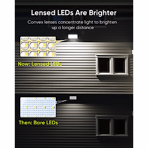 JACKYLED Solar Lights Outdoor 299 LED 1000 Lumens Bright Solar Wall Spotlight with 4000mAh Battery IP65 Waterproof Dusk to Dawn Auto Lighting for Front Door Balcony Shop Barn Garage (Black, 2-Pack)