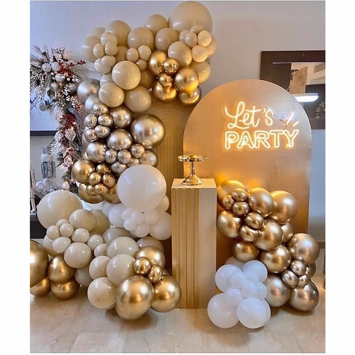 Nude White Gold Balloons, 60PCS Metallic Champagne Gold Cream White Clear Balloons White Sand Blush Beige Transparent Party Balloons for Birthday Boho Wedding Anniversary Engagement Hen Decorations