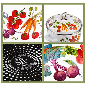 Vegetable Garden Belly Deep Stock Pot with Decorated Lid, Stock Pot with Glass Lid, Cooking Pot with Lid and Handles, Multipurpose Pot Use for Home Kitchen (4-qt. (3.8 L))