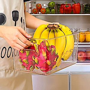 LARAHT Refrigerator Organizer Bins Clear Plastic Food Storage Bin Fruit Yogurt Snacks Storage Container with Handles for Pantry Fridge Countertops Cabinets