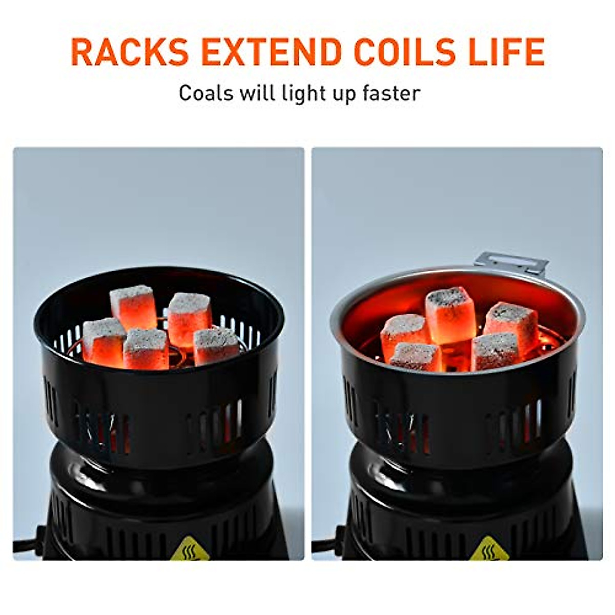 Multipurpose Electric Charcoal Burner - Coal Burner Starter Hot Plate ETL Approved Electric Stove Coconut Starter with Stainless Detachable Tongs, Coals Burner 600W Fast Heating BBQ Kitchen