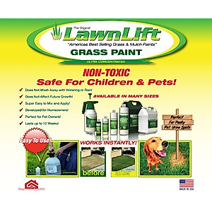 Lawnlift Ultra Concentrated (Green) Grass Paint 16oz. = 1.375 Gallons of Product.