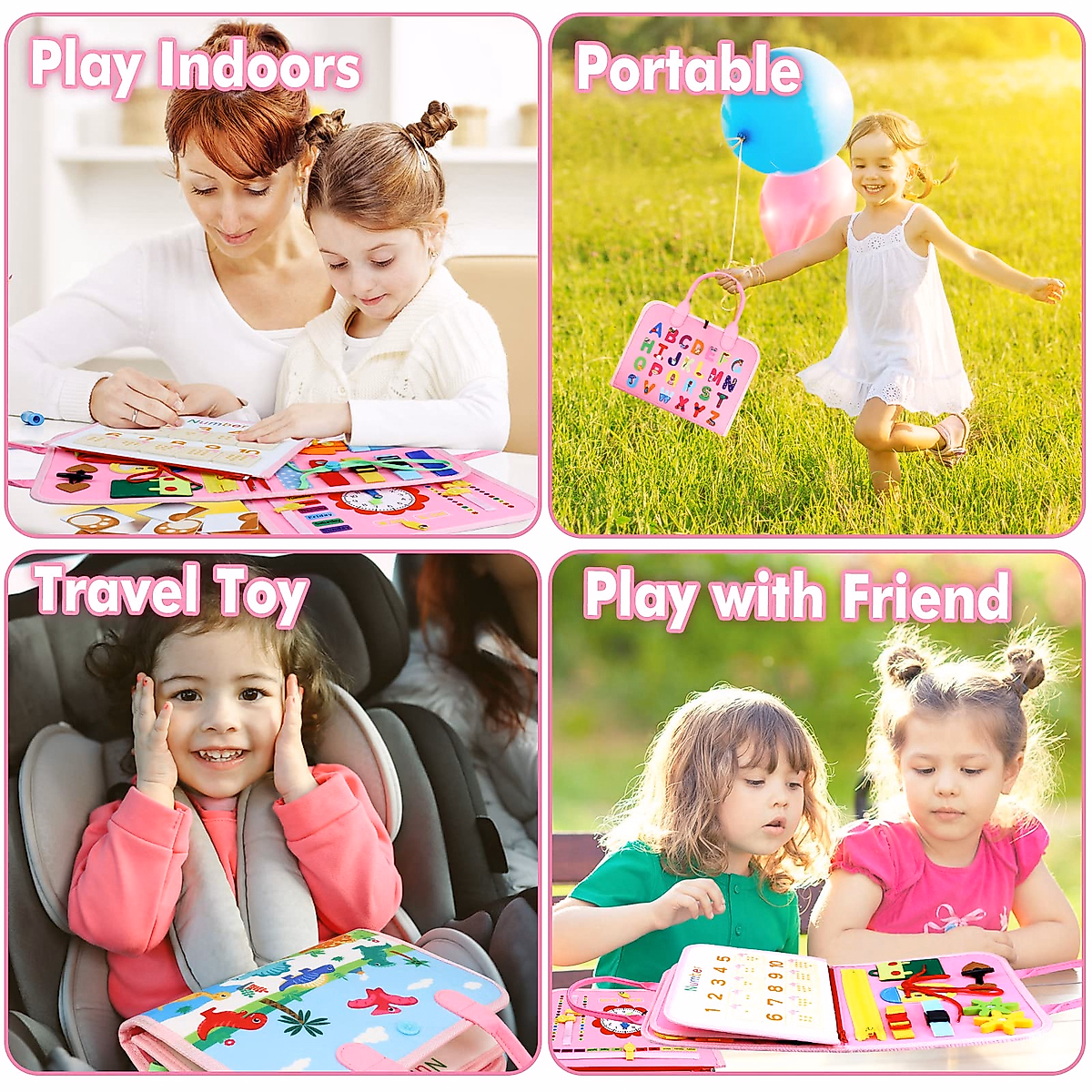 Busy Board for 1 Year Old Baby Busy Board for Toddlers 2-4 Montessori Toddler Busy Board Sensory Toys for Toddlers 1-3 Quiet Busy Book for Toddlers 1-3 Airplane Travel Montessori Toys for 2 Year Old