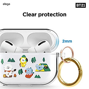 elago l BT21 Green Planet Case Compatible with Apple AirPods Pro, Durable TPU Material, Reduced Yellowing, Clear Protection, Supports Wireless Charging [Official Merchandise] (Forest)