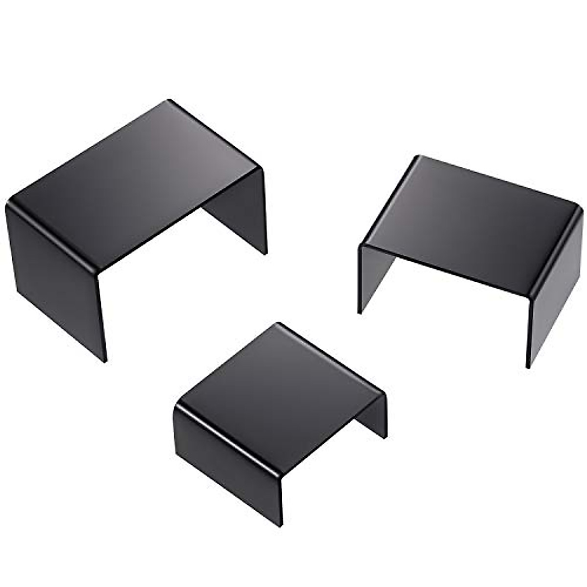 Chuangdi 2 Sets Acrylic Display Risers, Clear Product Stand, Jewelry Display Riser Shelf Showcase Fixtures for Dessert Cupcake Candy Treat Action Figure Display (Black,Medium Set)