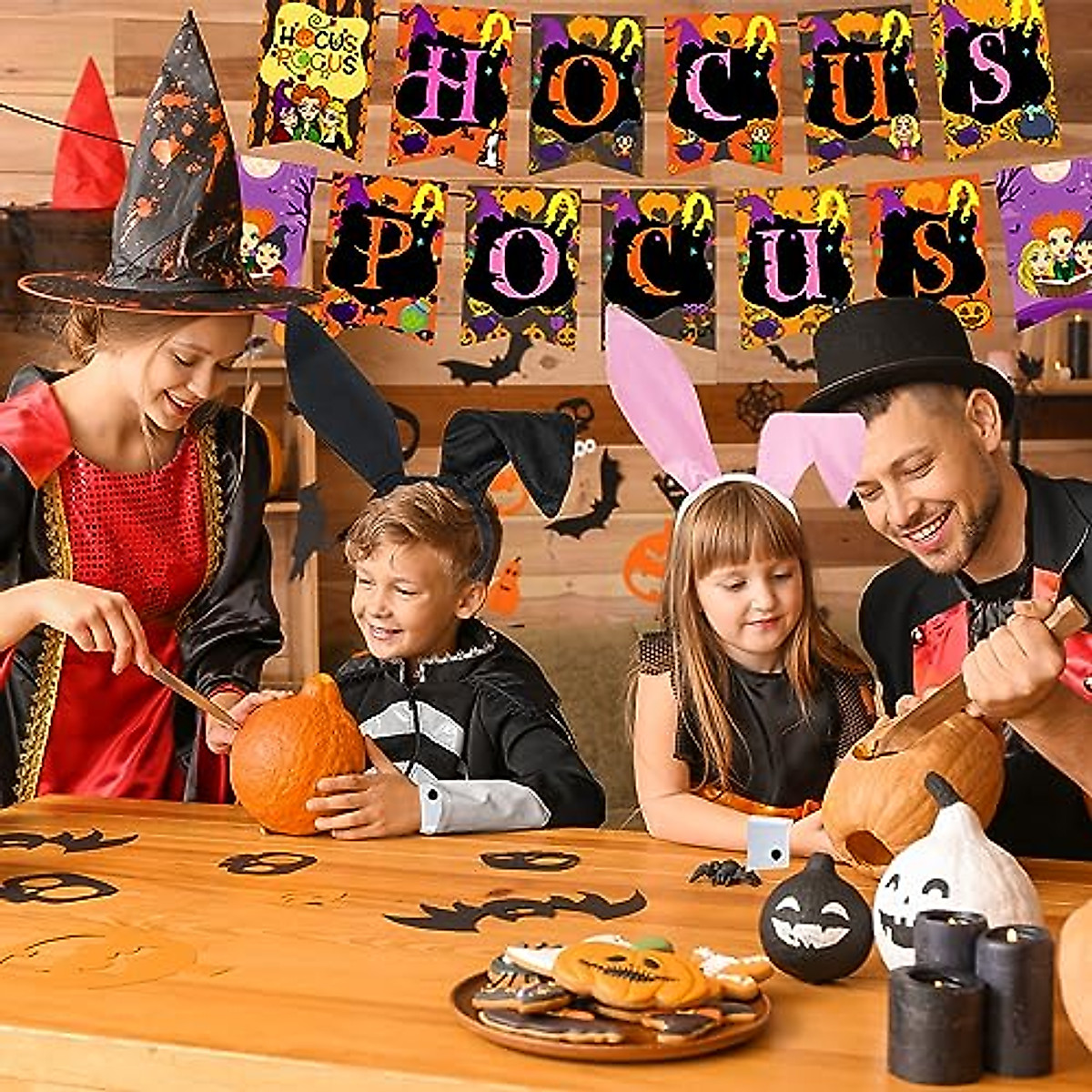 Gaoikerr Halloween Bunny Costume Set Black Bunny Ears and Tail Halloween Bunny Accessories for Halloween Cosplay Party