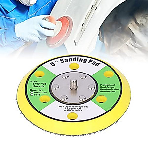 Eujgoov 5in Sanding Pad, 12000RPM 5/16”Arbor with 24 Thread Mounts Hook and Loop PU Backing Plate for Drill Polishing Pad