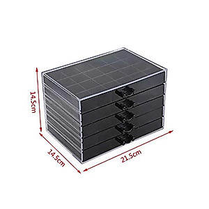 Pilarmuture Acrylic Jewelry Organizer,Earring Storage Box Organizer,5 Layer Drawer 120 Grids Jewelry Storage Box Holder,for Crafts Art Supply Diamond Painting Nail Tip Bead Earring Ring(Transparent)