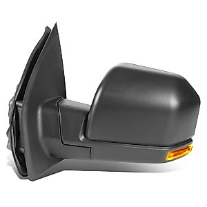 DNA MOTORING TWM-058-OE-T222-BK-CL-L Manual Factory Style Side Mirror w/LED Turn Signal Puddle Light Left Compatible with 15-18 F-150 with 8-Pin Plug