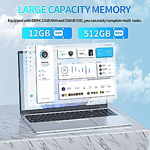 ZWYING 【Win 11 Pro/MS Office 2019】 16 inch FHD IPS high-Performance Laptop high Speed celeron N5105(2.0Ghz) CPU 12G RAM/512GB SSD High Capacity Battery Notebook PC with Backlit Keyboard (12G+512GB)