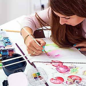 Airtight Paint Saver Storage Palette Box, 16-Well Palette Box with Lid, Include Paint Brush Basin, Perfect for Gouache, Acrylic, Watercolor and Oil Paint (Blue)