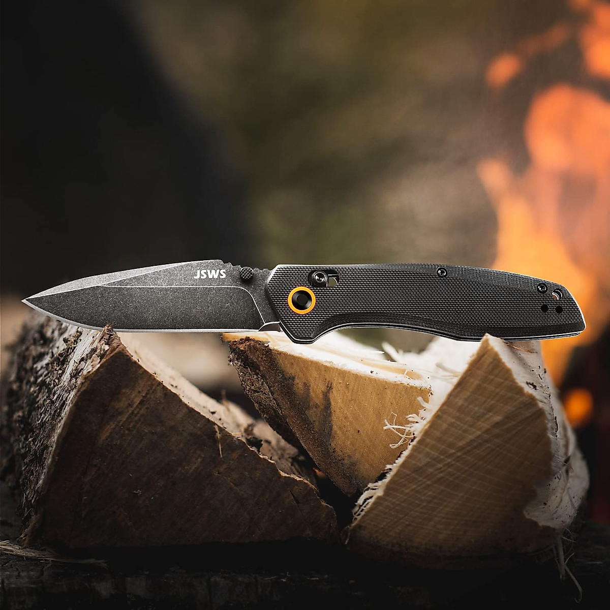 JSWS Tactical Knife Pocket Folding Knife Survival Camping Knife 3.39'' 440C Stainless Steel Blade G10 Handle with Axis Lock EDC Knife Perfect for Camping Fishing Hiking Survival Gifts for Men Women