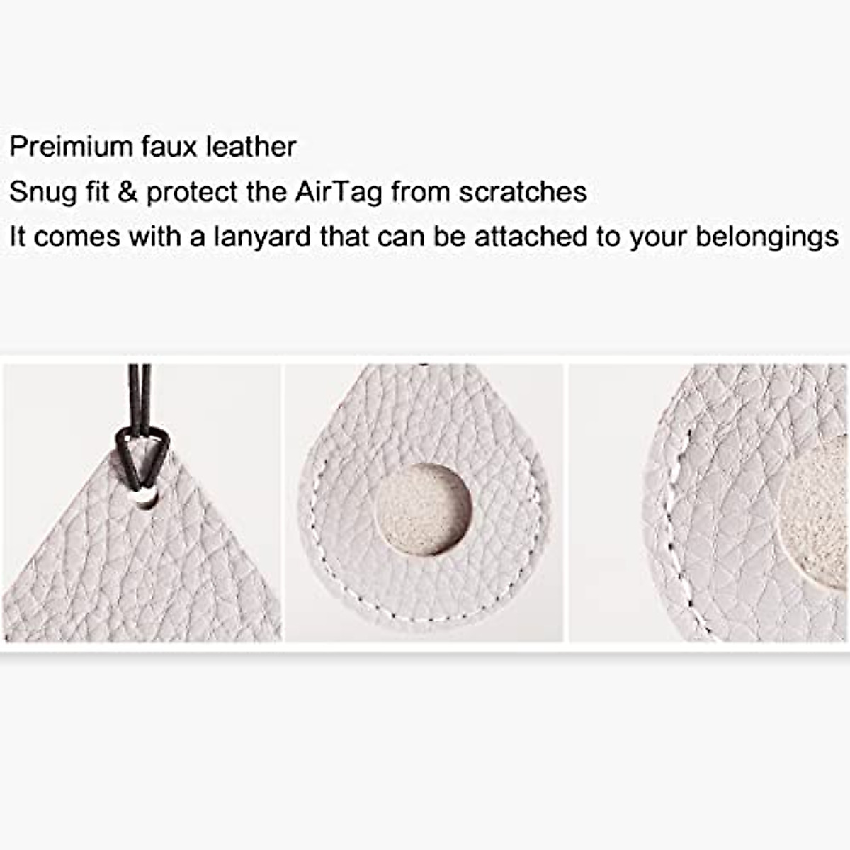 FOREVERFLYBIRD 2 Pack Airtag Holder Leather Case Air Tag Cover Keychain GPS Tracker Remote Finder Key Travel Backpack Pet Locator L Grey