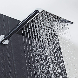 Voolan Rain Shower Head - High Flow Large Rainfall Shower Heads Made of Stainless Steel - Waterfall Bathroom Square Showerhead - Ceiling or Wall Mount (12" Chrome)
