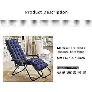 Sun Lounger Chair Cushions,67-inch Lounge Chaise Cushion Sun Lounger Mattress with Non-Slip Back Elastic Sleeve for Garden Outdoor/Indoor/Sofa/Tatami/Car Seat/Bench(67 x 21 x 3 inch, Blue)
