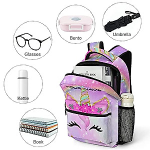 Custom Kid's Backpack, Pink Unicorn Rainbow Personalized Backpack Add Your Name, Customization Backpack for Boys Girls Student