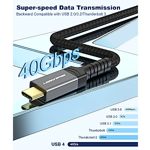 Uzanpie USB4 Cable Compatible with Thunderbolt 4/3, 40Gbps/6.6ft USB 4.0 Cable Support 100W 20V/5A Fast Charging, USB C to USB C Cable 8K@30Hz or Dual 4K@60Hz for Hub M-acbook External SSD eGpu