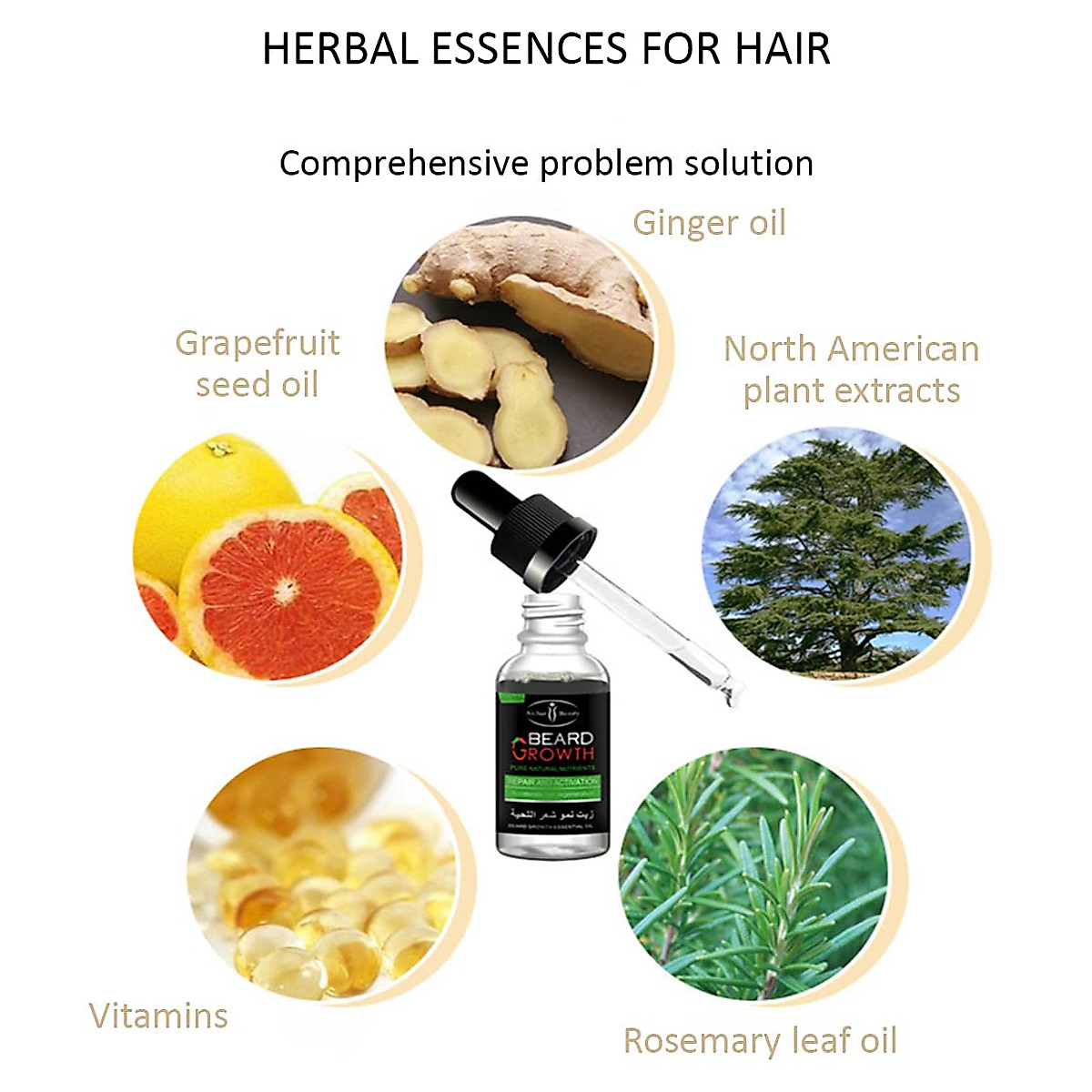 AICHUN BEAUTY Beard Grow Oil | Facial Hair Supplement |Thicker Beard Care|Mens Hair Growth Vitamins 30ml/1.01oz