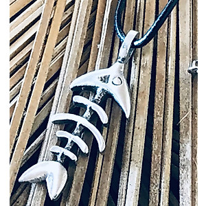 Trilogy Jewelry Pewter Fish Bones Nautical Fishbones Pendant on Leather Necklace