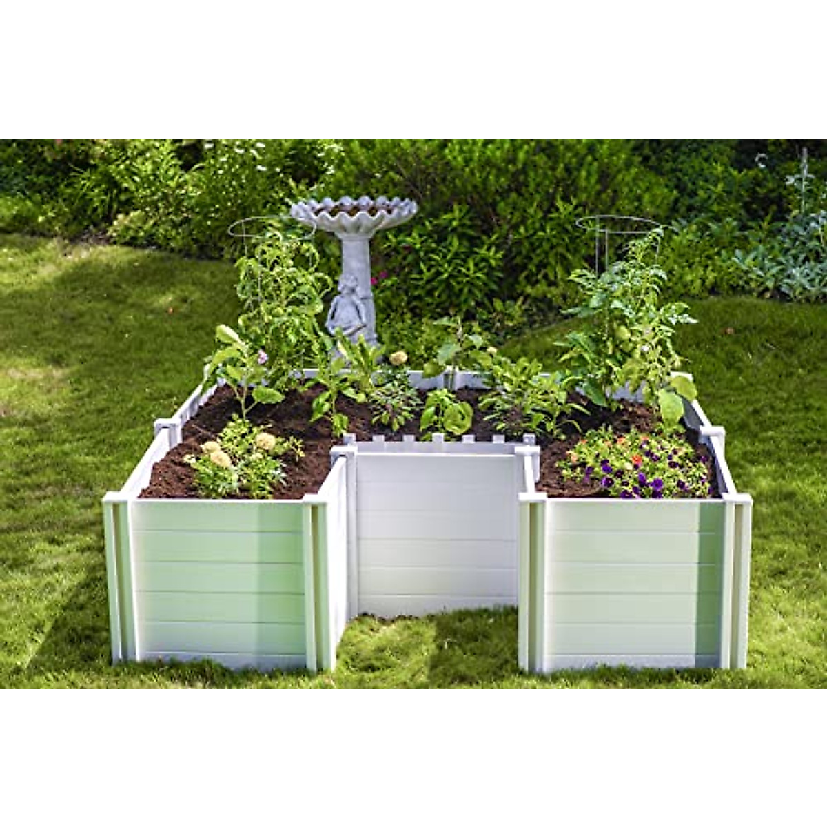 Vita Classic 6 Foot x 6 Foot x 22 inch White Vinyl Keyhole Garden with Composting Basket, BPA, Pthalate Free, VT17107