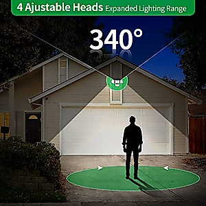 VORZU Solar Motion Light Outdoor, LED Security Flood Lighting with 3 Modes, Dusk to Dawn Sensor Luminaires Waterproof Exterior Wall Lamp for Garage, Garden, Yard, Patio and Porch, 2 Pack