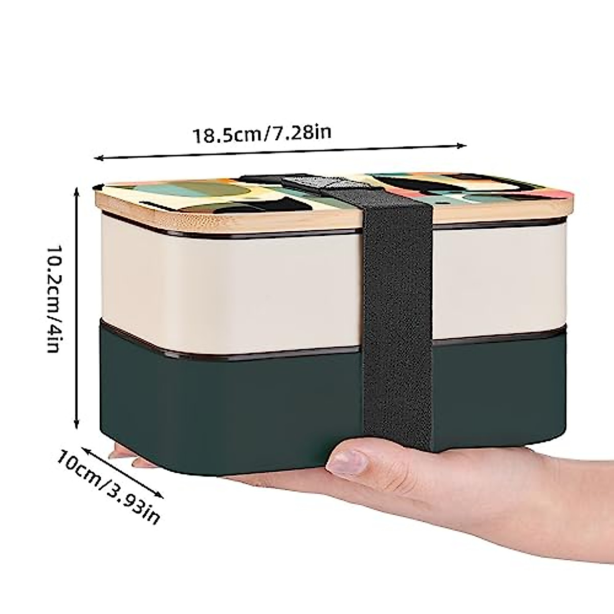 Mid-Century Modern Art Cat Adult Lunch Box, Bento Box, With Cutlery Set Of 3, 2 Compartments, Rectangular, Lunch Box For Adults