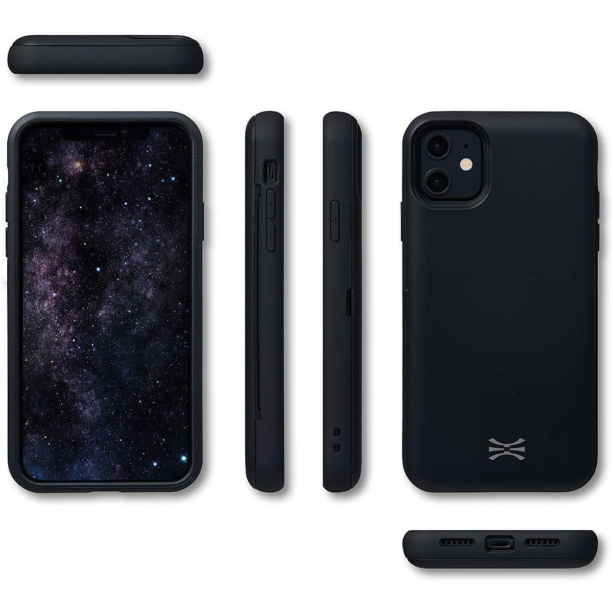 TORU CX PRO Case for iPhone 11, with Card Holder | Slim Protective Cover with Hidden Credit Cards Wallet Flip Slot Compartment Kickstand | Include Mirror, Wrist Strap, Lightning Adapter - Black