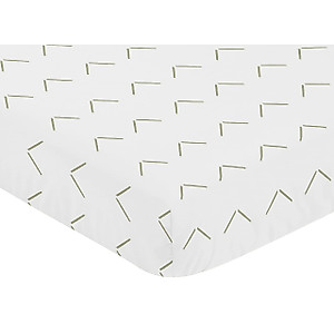 Sweet Jojo Designs White and Green Boho Arrow Boy or Girl Fitted Crib Sheet Baby or Toddler Bed Nursery - Sage Bohemian Tribal Southwest Chevron Geometric Herringbone Woodland Gender Neutral