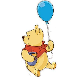 12 Inch Winnie The Pooh Bear Balloon Disney Removable Peel Self Stick Adhesive Vinyl Decorative Wall Decal Sticker Art Kids Room Home Decor Girl Boy Children Bedroom Nursery Baby 5 x 12 Inch