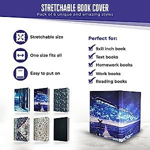 Healinic Creations HEALINIC CREATIONS Book Covers for textbooks, Stretchable Book Covers for Classroom Textbook Protection and Care, Durable Book Cover, Reusable Book Sock Easy to Put On Pack of 6