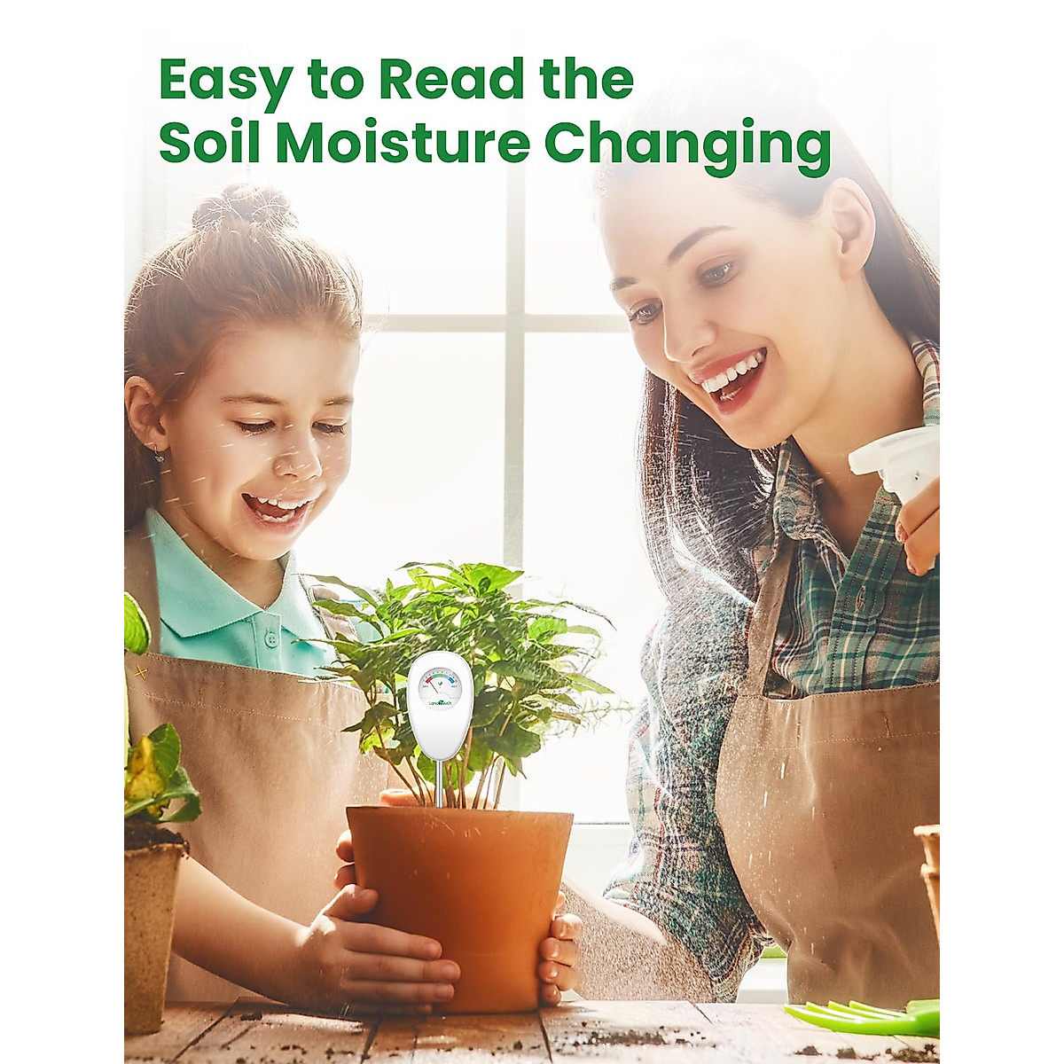 Landtouch Soil Moisture Meter, Moisture Meter for Plants, Moisture Meter for Soil, Garden, Farming, Potted Plants, Indoor & Outdoor, No Batteries Required