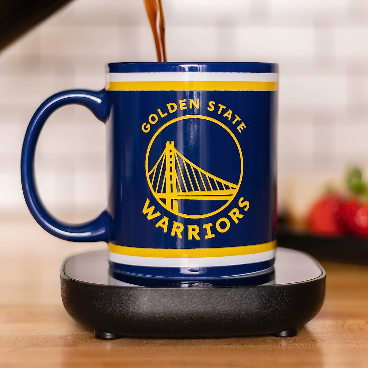Uncanny Brands NBA Golden State Warriors Logo Mug Warmer with Mug Keeps Your Favorite Beverage Warm - Auto Shut On/Off