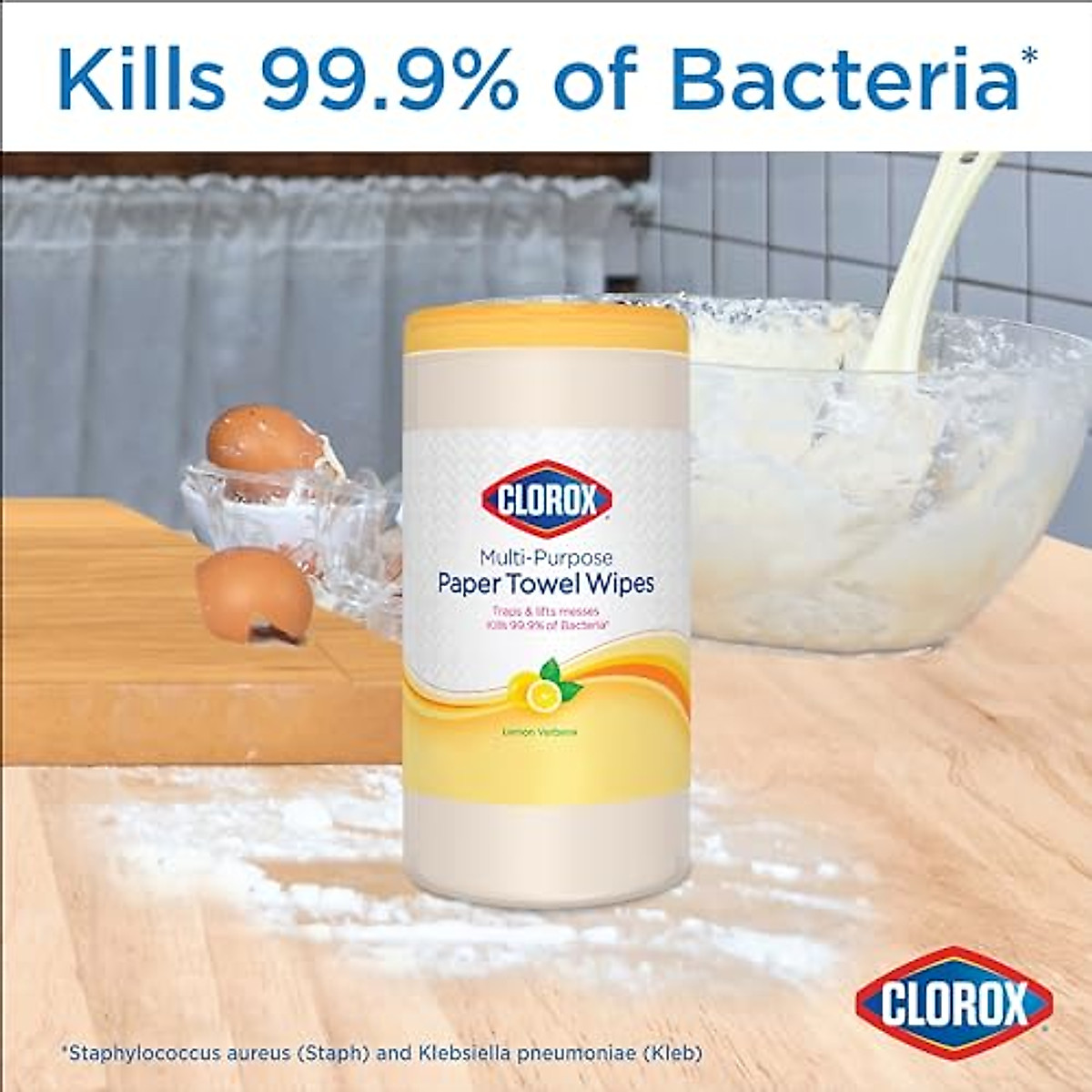 Clorox Multi-Purpose Paper Towel Wipes, Trap and Lift Messes Like a Paper Towel and Kills 99.9% of Bacteria*, Sanitizing Wipes, Jasmine Scent - 75 Wipes