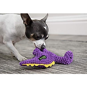 goDog Checkers Just for Me Dinos Bruto Squeaky Plush Dog Toy, Chew Guard Technology - Purple, Mini