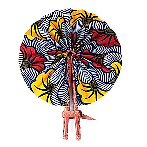 African Flower Print Folding Fan