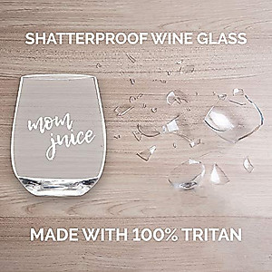 Mom Wine Glass - Mother's Day - Mom Juice, Because Mommin Ain’t Easy - Unbreakable Plastic Wine Glass - Mother’s Day Gifts - Gift for Mom to be - Cute Funny Wine Glass - New Mom Gift