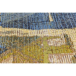 Unique Loom Outdoor Modern Collection Area Rug - Glyph (8' x 11' 4" Rectangle, Blue/ Beige)