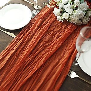 12 Pack Terracotta Cheesecloth Table Runner 10ft Boho Gauze Cheese Cloth Table Runner Rustic Sheer Runner 120 inch Long for Christmas Wedding Bridal Baby Shower Birthday Table Decorations