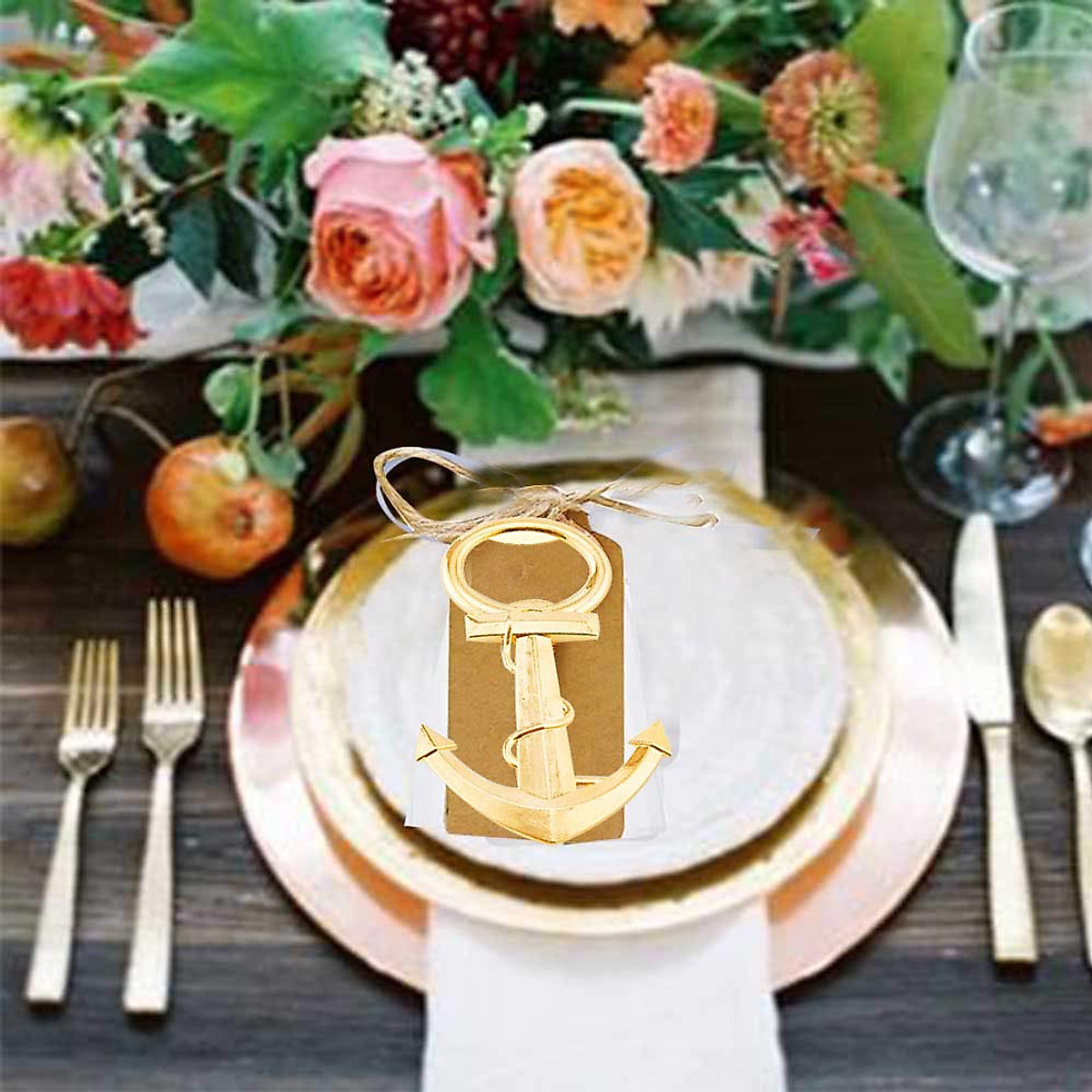 Bodosac Awtlife 30 Pcs Gold Anchor Bottle Openers Baby Shower with Bag Gifts for Guests Wedding Party Favors